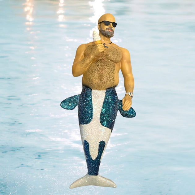 December Diamonds Beached Whale (Blue) Merman Ornament | The Holiday Shoppe